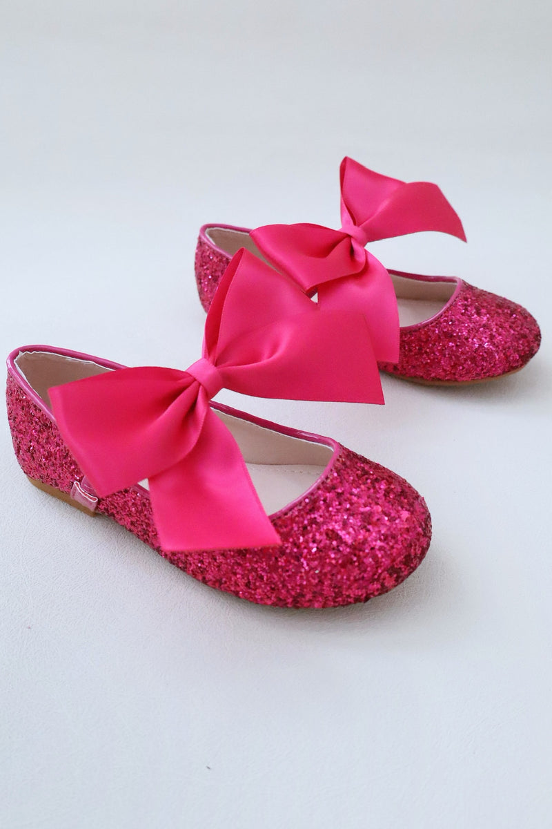 Kids Pink Shoes, Flower Girls Shoes, Birthday Shoes, Glitter Flats ...