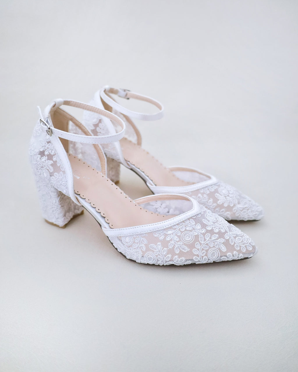 Lace Block Heel For Weddings – Kailee P. Inc.