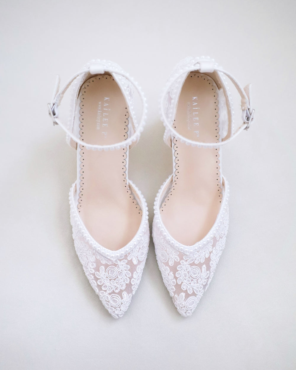 Bridal Lace Block Heel with Mini Pearls – Kailee P. Inc.