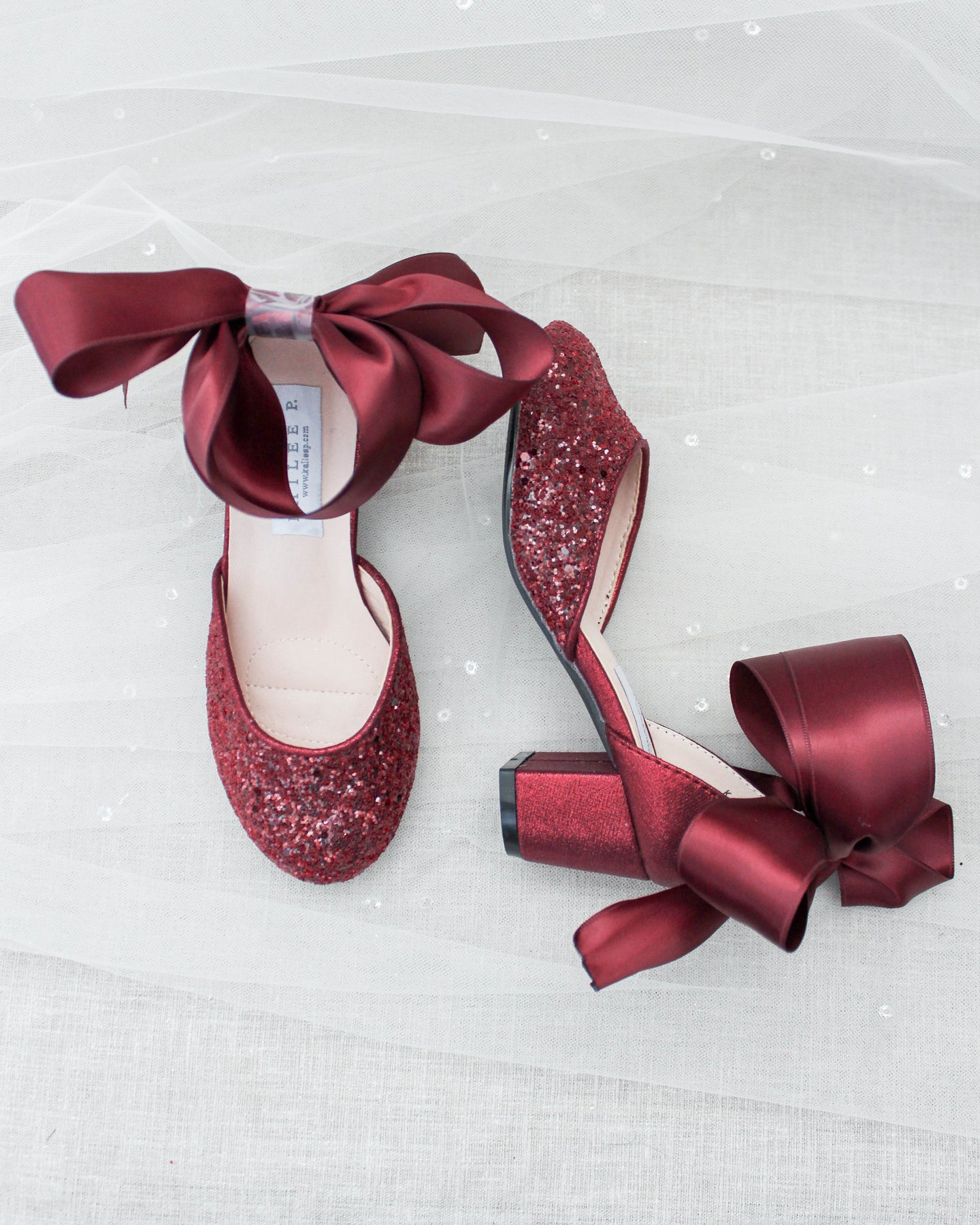 Rock Glitter Kids Block Heel with Wrapped Satin Tie, Holiday Shoes ...