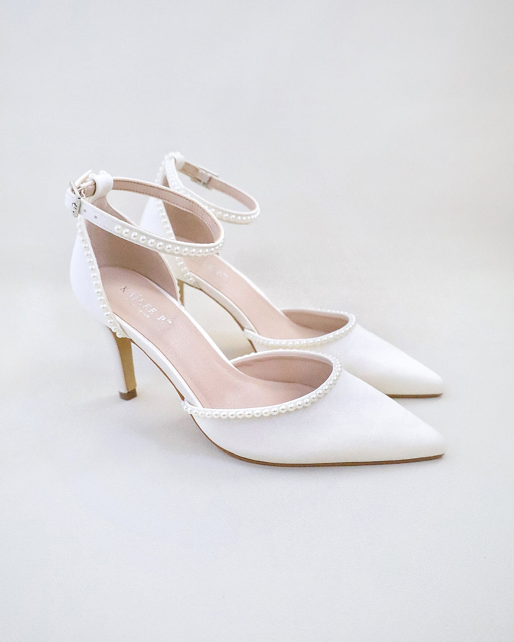 Ivory Pearls Satin Wedding Heels, Bridal Shoes, Bridal Shoes – Kailee P ...