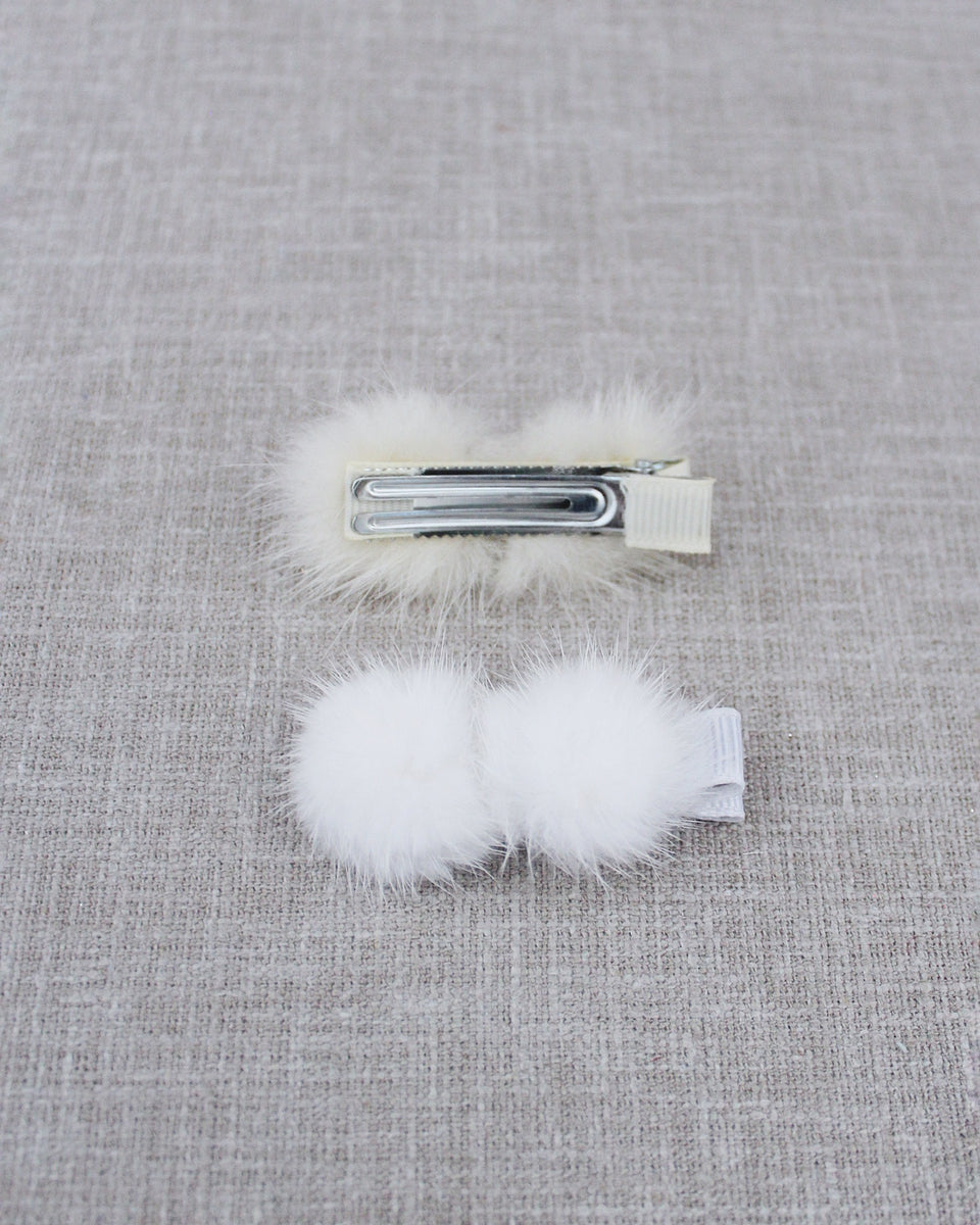 Faux Fur Puff Hair Clip- Hair Accessories for Girls, Flower Girls ...