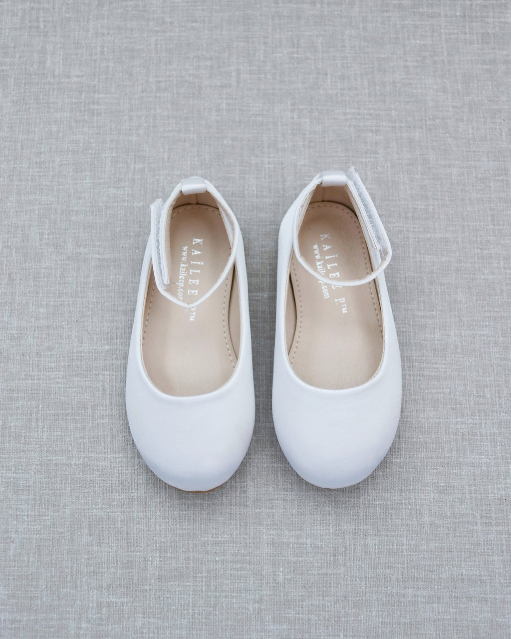White Satin Ballet Flats, Flower Girls Shoes, Baptism Shoes – Kailee P ...