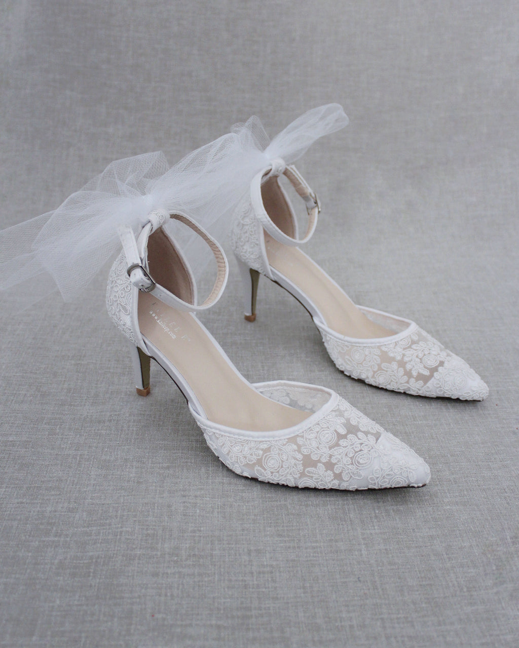 Lace Wedding Heels with Tulle Bow, Bridal Shoes, Bridesmaids Shoes ...