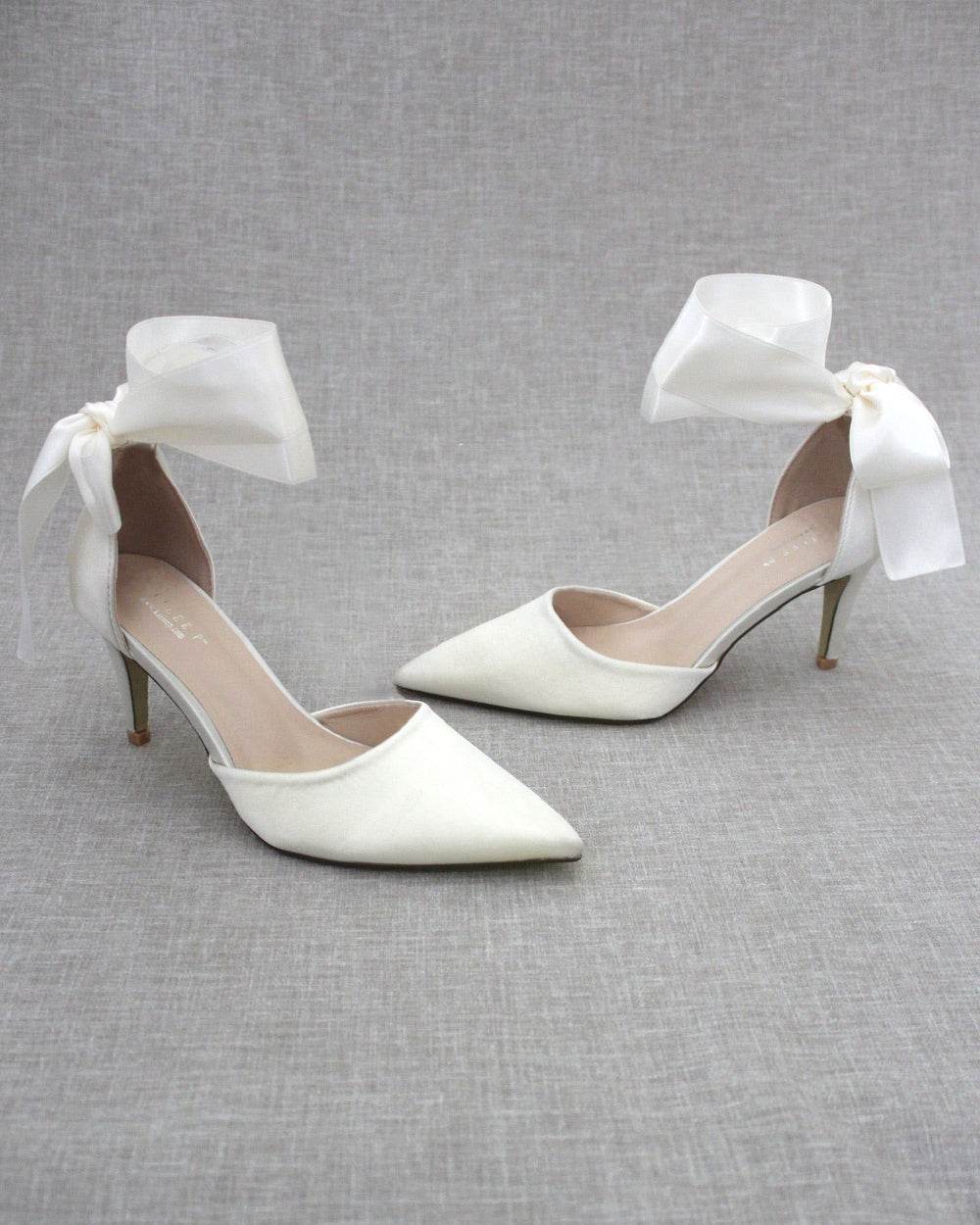 Ivory Wedding Heels With Ankle Ribbon, Bridal Shoes, Bridesmaids Shoes ...