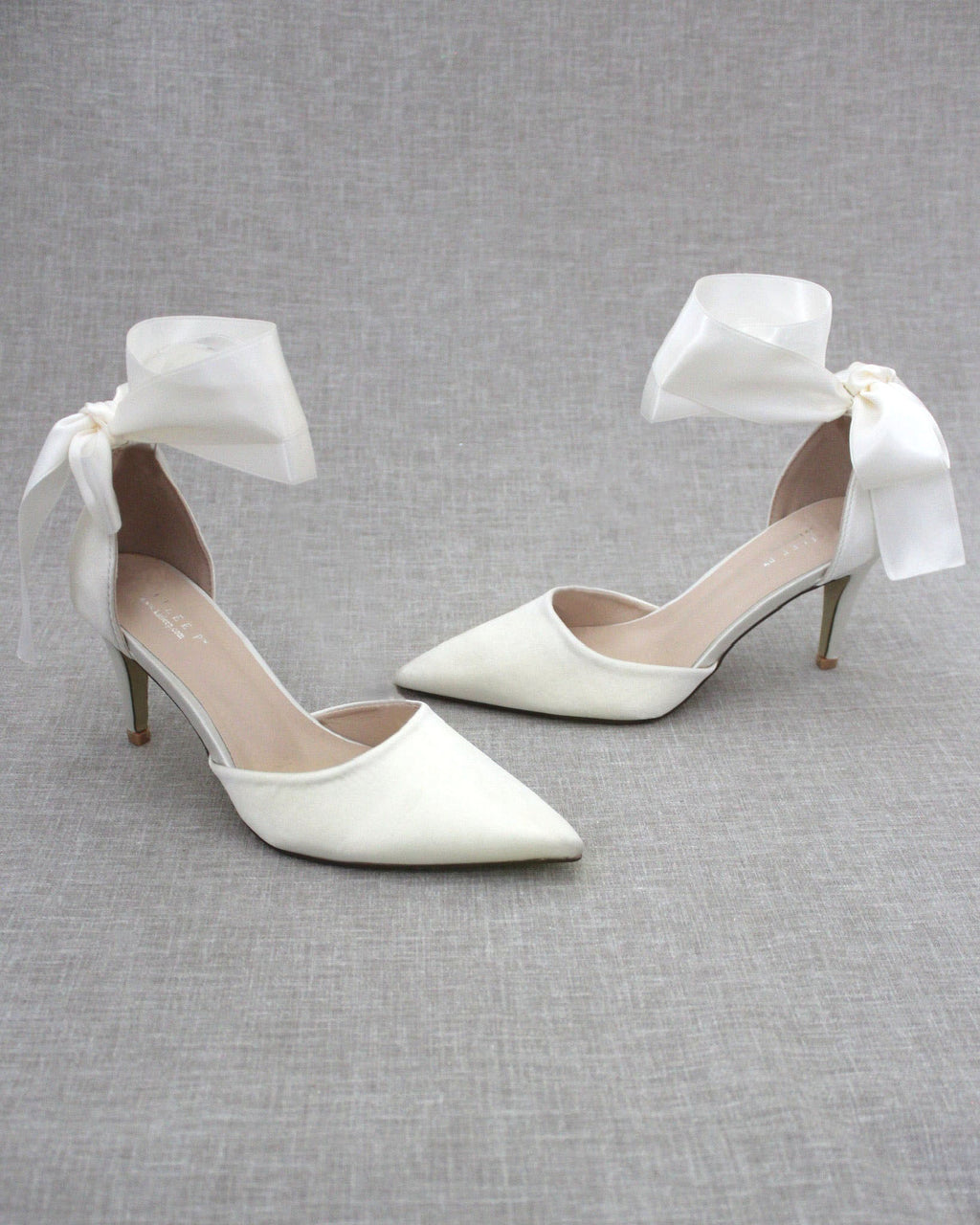 Ivory Wedding Heels With Ankle Ribbon, Bridal Shoes, Bridesmaids Shoes ...